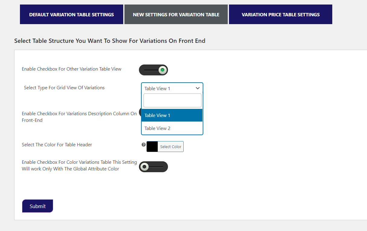WooCommerce Product Variation Table - Tabular Format, Grid View of Variation, Table ...